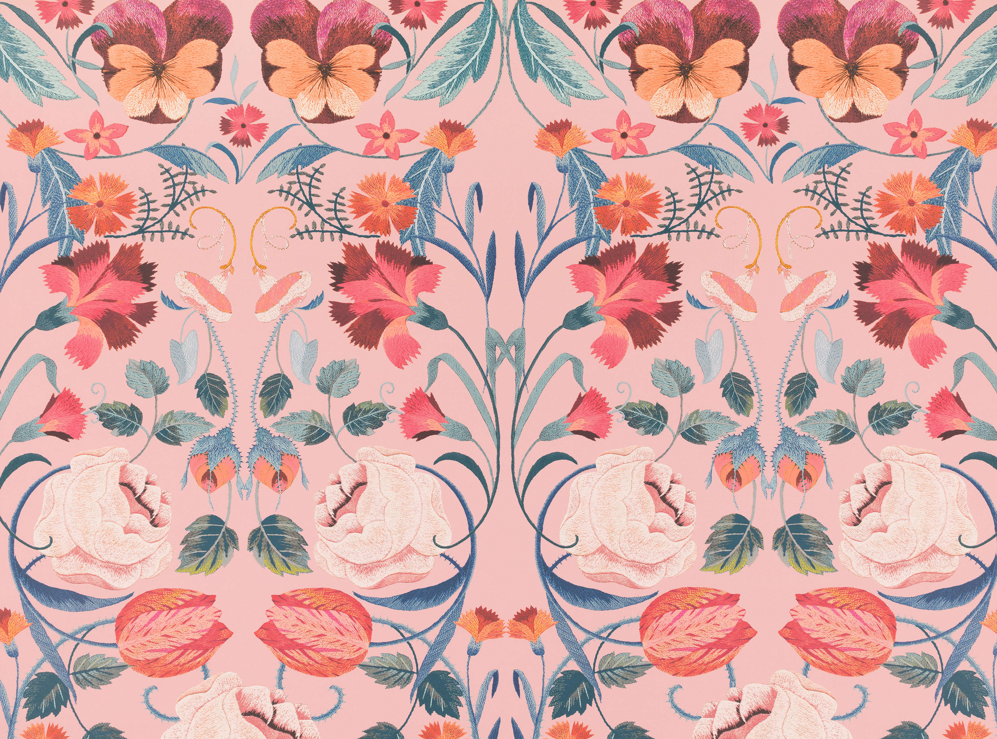 Bonita Matte Wallcovering Chateau Rose | Temperley London x Romo ...
