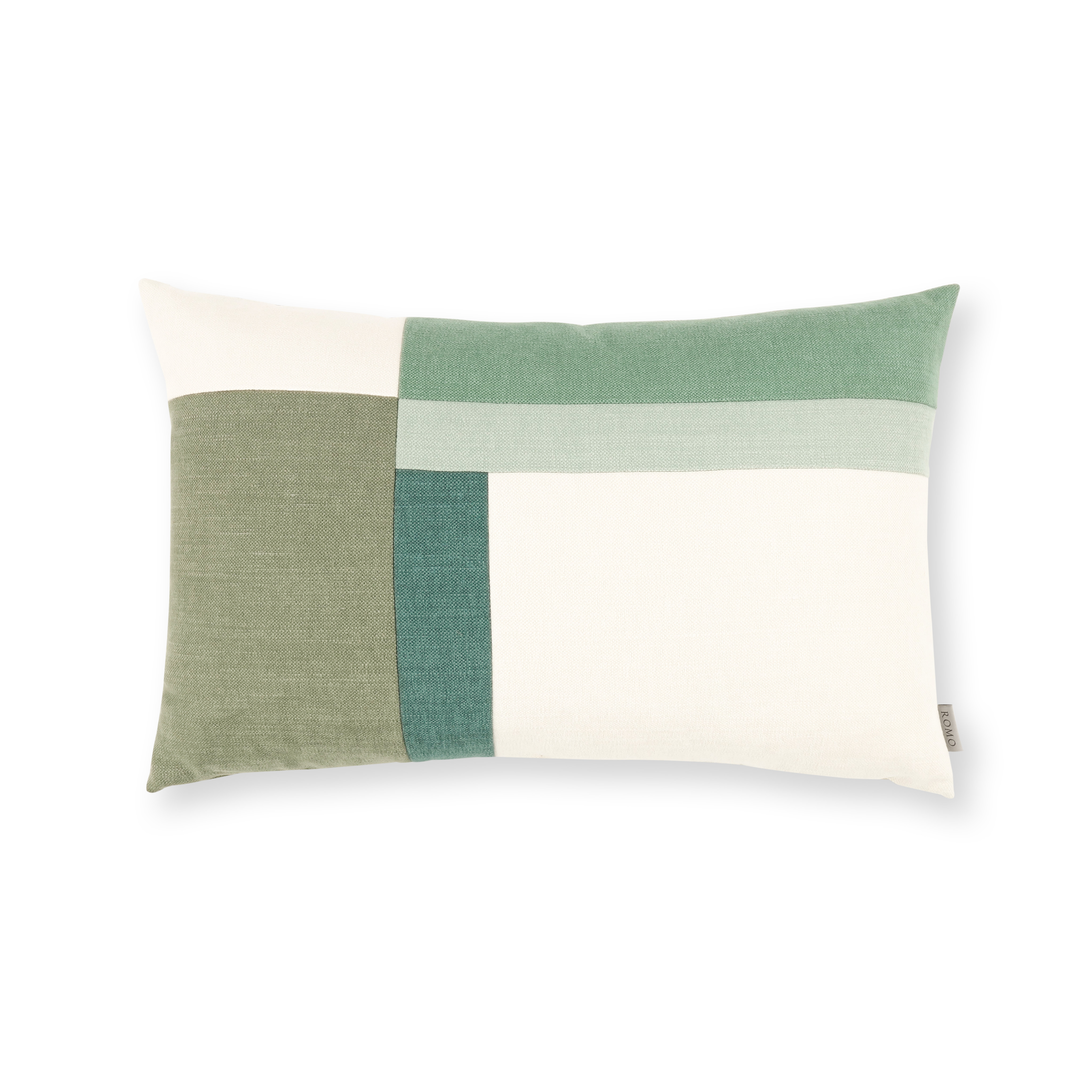Linara Patchwork 60cm x 40cm Cushion Spinach | Linara Cushions | Romo Fabrics