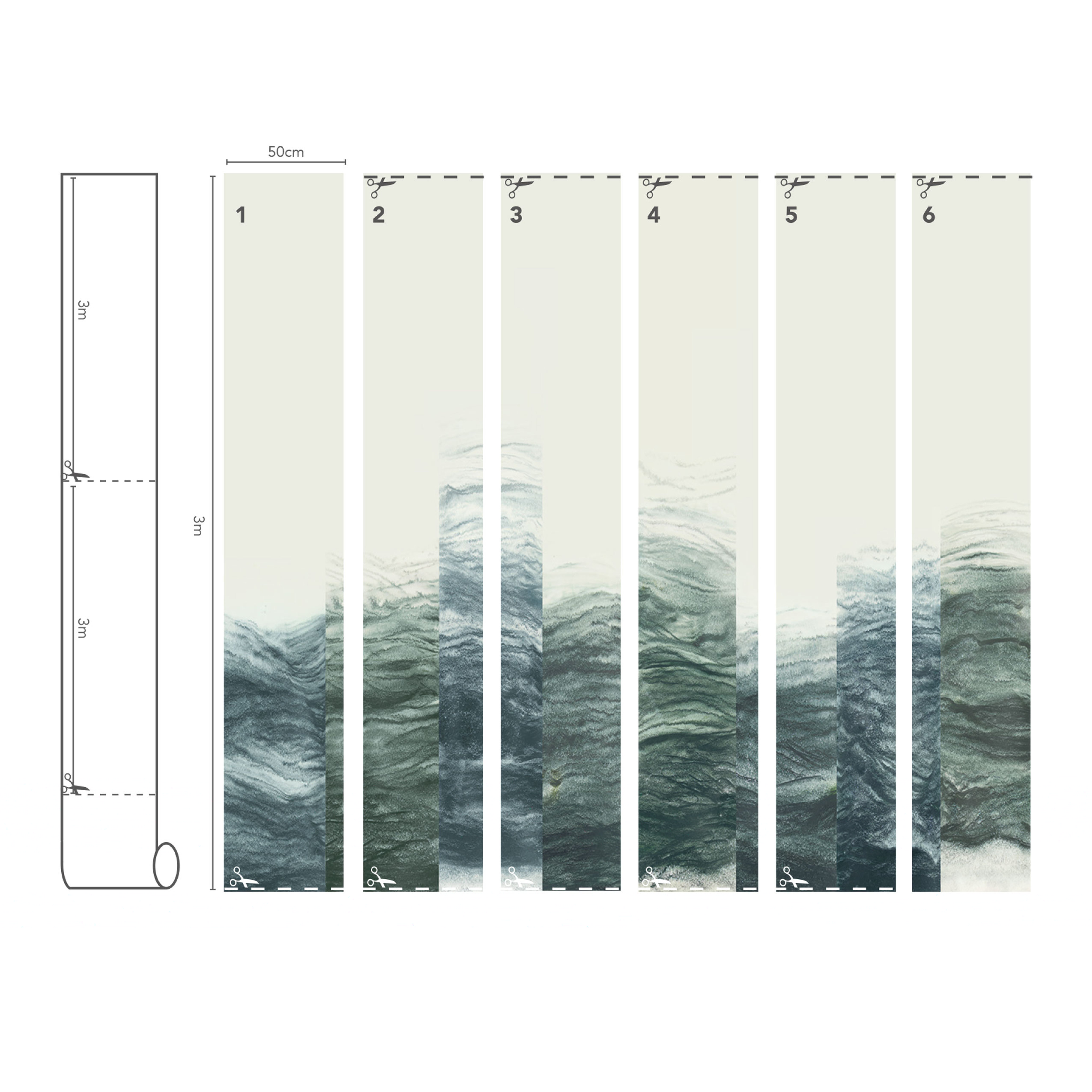 Shift Wall Mural Celadon | Kyra Cane Wallcoverings | Villa Nova